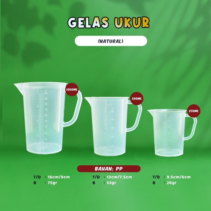 Jual GELAS UKUR PLASTIK - GELAS TAKAR - 1000 ML , 500 ML & 250 ML | Shopee Indonesia