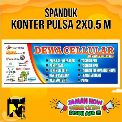 Jual Spanduk banner backdrop Konter pulsa murah bisa custom ukuran 200x50 cm / bisa COD | Shopee ...
