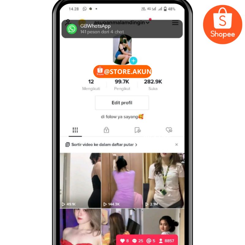 Jual AKUN TIKTOK 99K FOLLOWERS INSIGHT TINGGI | Shopee Indonesia Jual AKUN TIKTOK 99K FOLLOWERS INSIGHT TINGGI | Shopee Indonesia