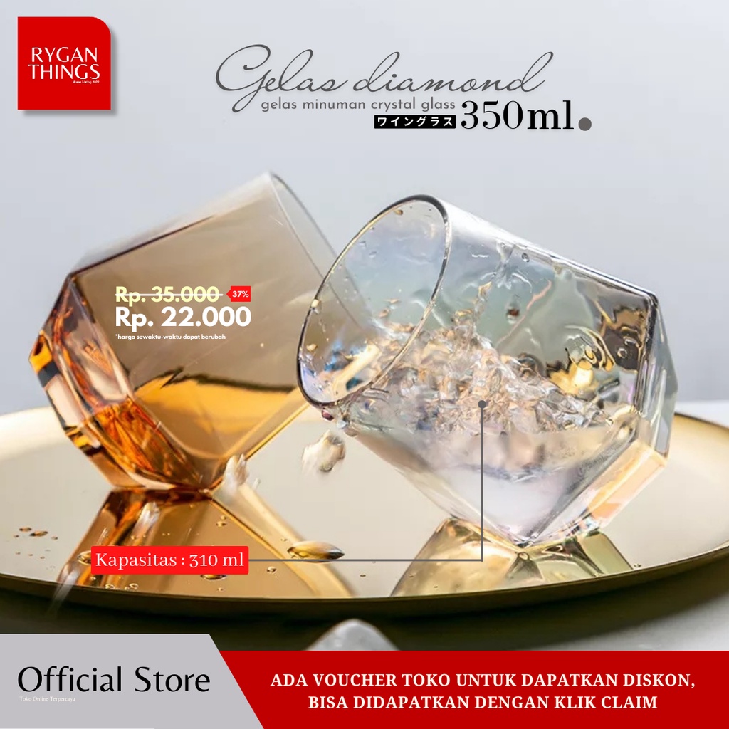 Jual Gelas Minuman Diamond Crystal Whiskey Glass Cup 310 ml | Shopee ...