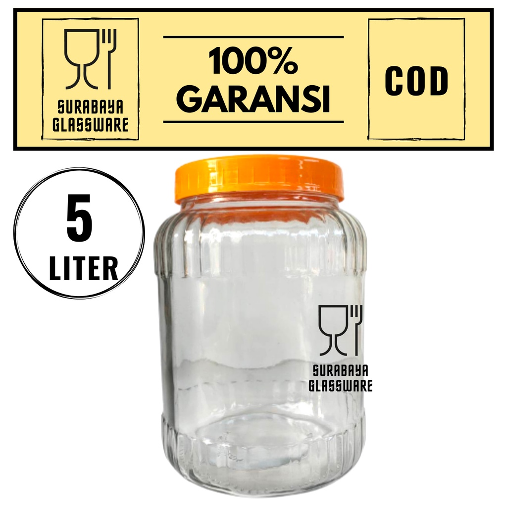 Jual TOPLES KACA 5 LITER KEDAP UDARA JAR TEMPAT PENYIMPANAN MAKANAN ...