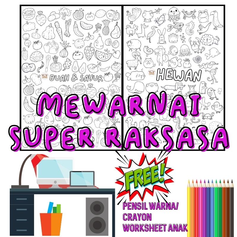 Jual KERTAS MEWARNAI ANAK JUMBO yukitadraw murah Poster Mewarnai ...
