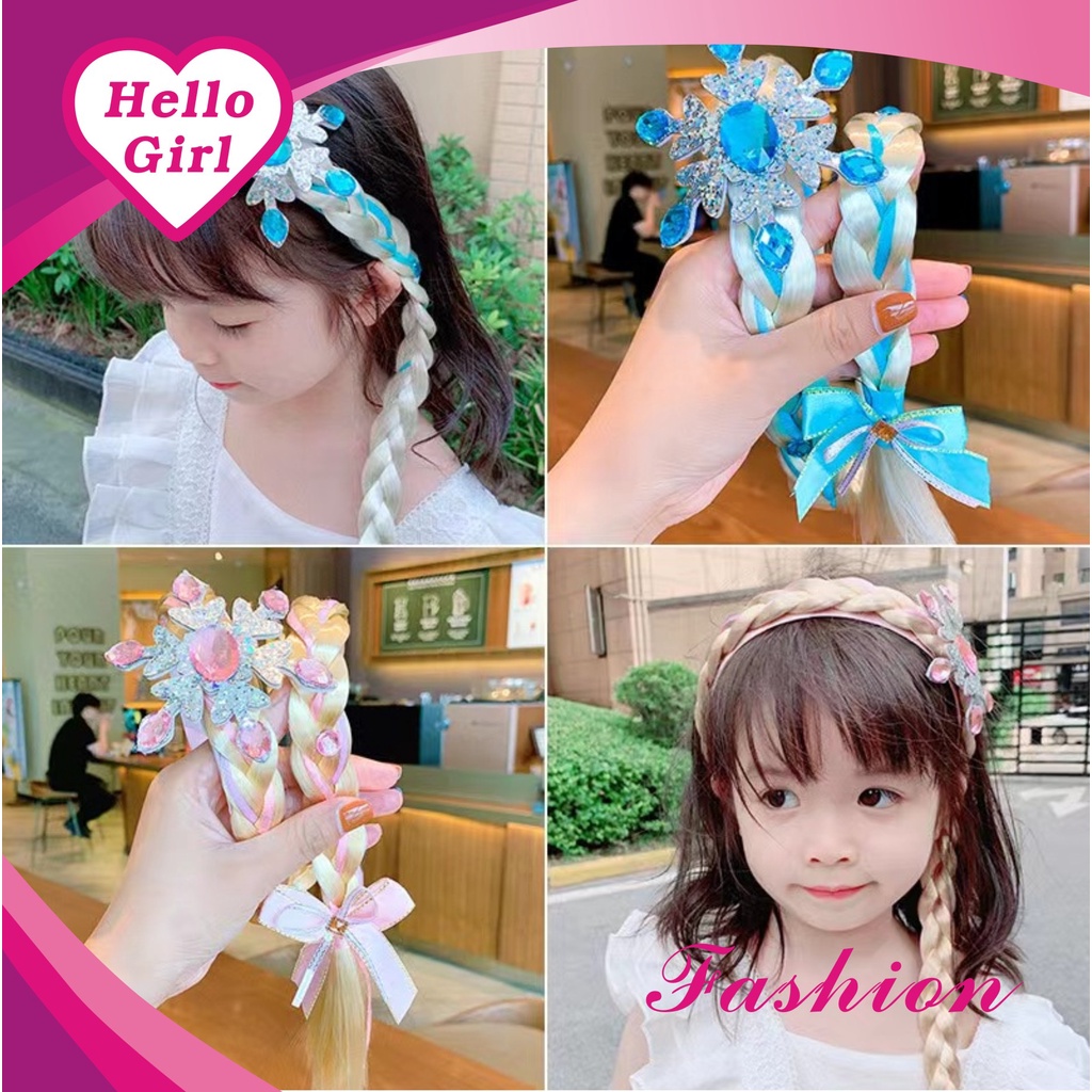 Jual (Hello Girl)B53 Bando Anak Rambut WIg Kepang Style Rapunzel/Frozen ...