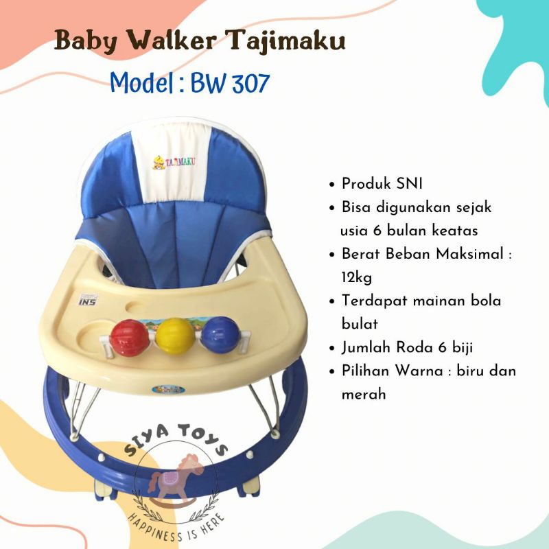 Jual [SIYA] FREE KARDUS & BUBBLEWRAP BABY WALKER STANDART APOLO BAYI BW ...