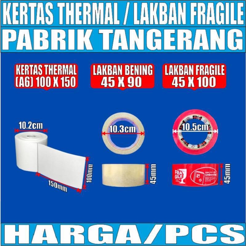 Jual Kertas Thermal A6 100x150mm Label Sticker jne jnt / Lakban Bening ...