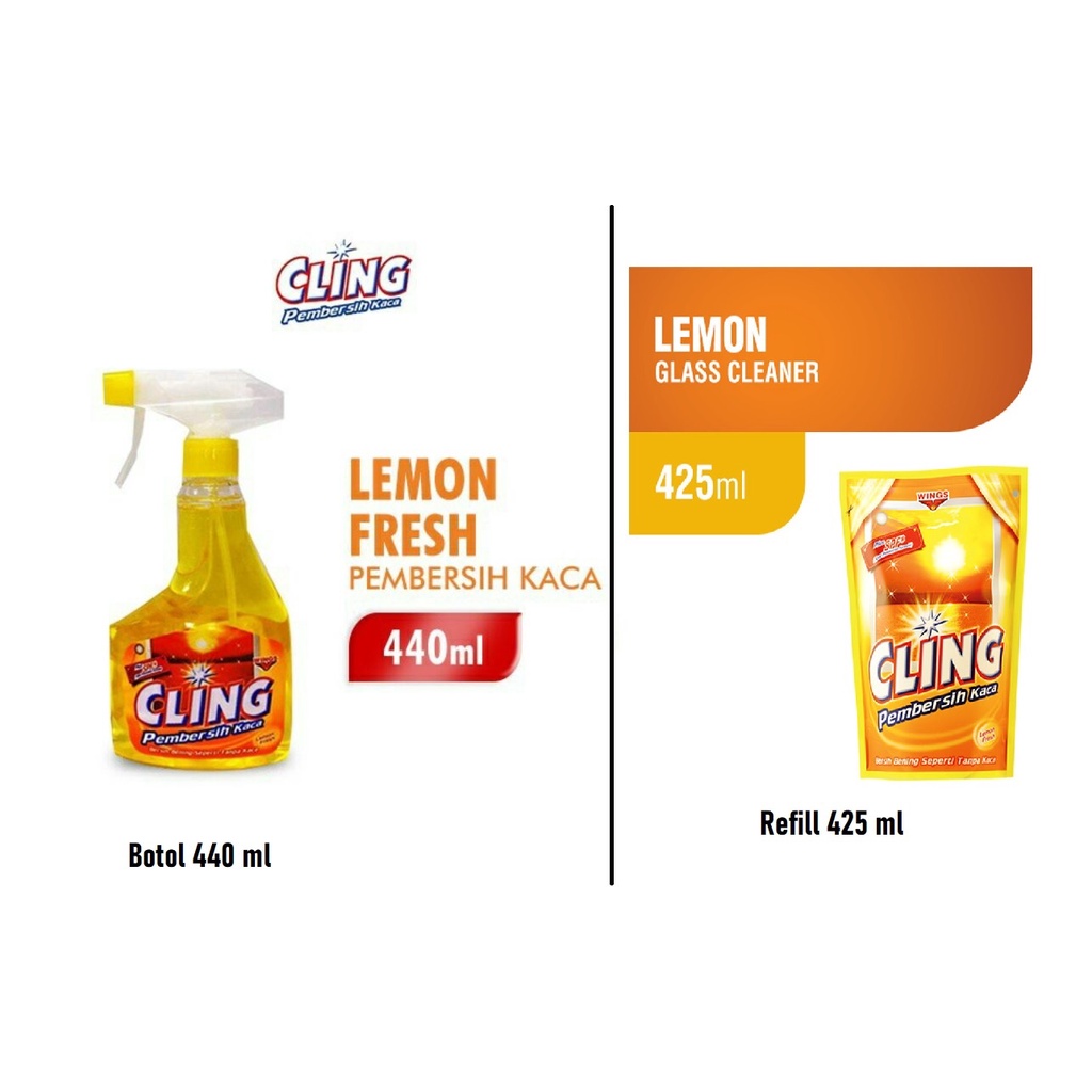 Jual Cling Pembersih Kaca Botol 440ml refill 425ml All Variant | Shopee ...