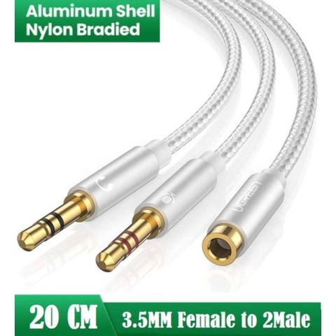 Jual UGREEN Audio Splitter Y 3.5mm 1Female to 2Male Audio dan Mic Jack ...