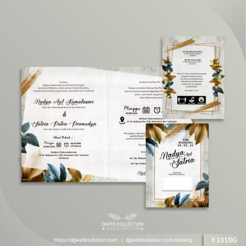 Jual [50 Pcs] Undangan Pernikahan Motif Bunga Elegant F.131DG | Free ...