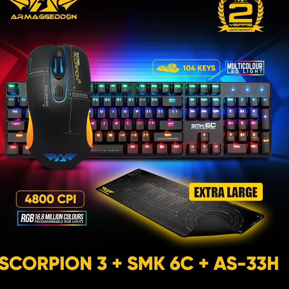 Jual Baru G6LYU Mouse Gaming Scorpion 3 + Keyboard Gaming Mechanical ...