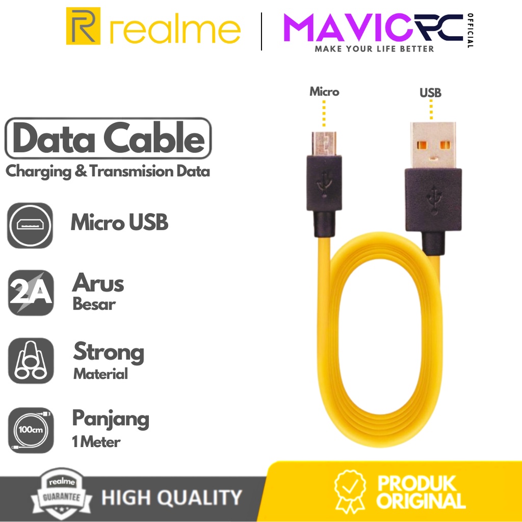 Jual REALME Kabel Data Micro USB & Type C USB-C Cable Fast Charging 1M ...