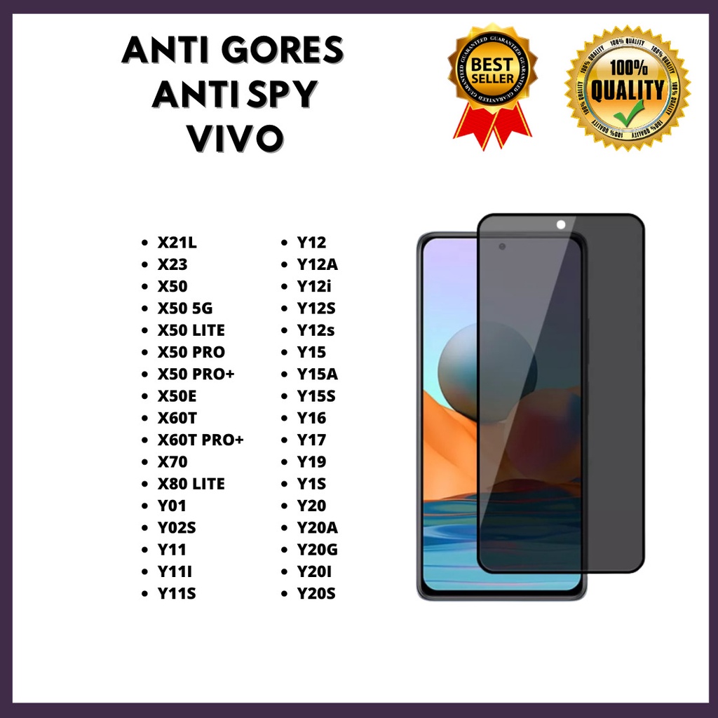 Jual TEMPERED GLASS ANTI SPY - VIVO X21I-X23-X50-X50 5G-X50 LITE-X50 ...