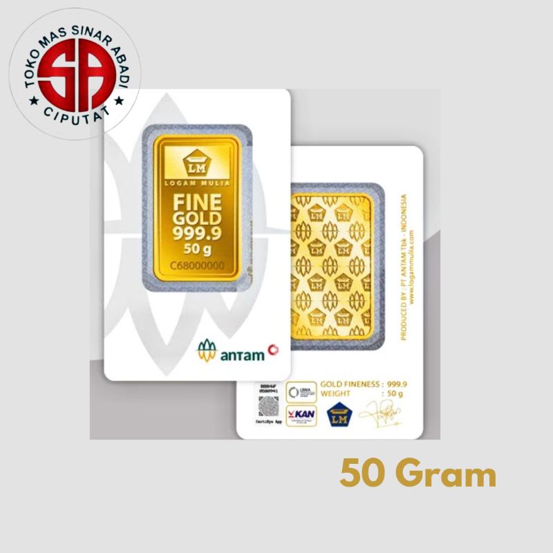Jual LOGAM MULIA ANTM 50 GRAM VERSI TERBARU | Shopee Indonesia