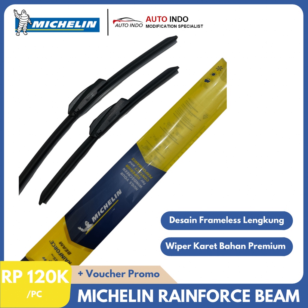 Jual Wiper Mobil Michelin Rainforce Beam Wiper Blade Frameless Ori ...