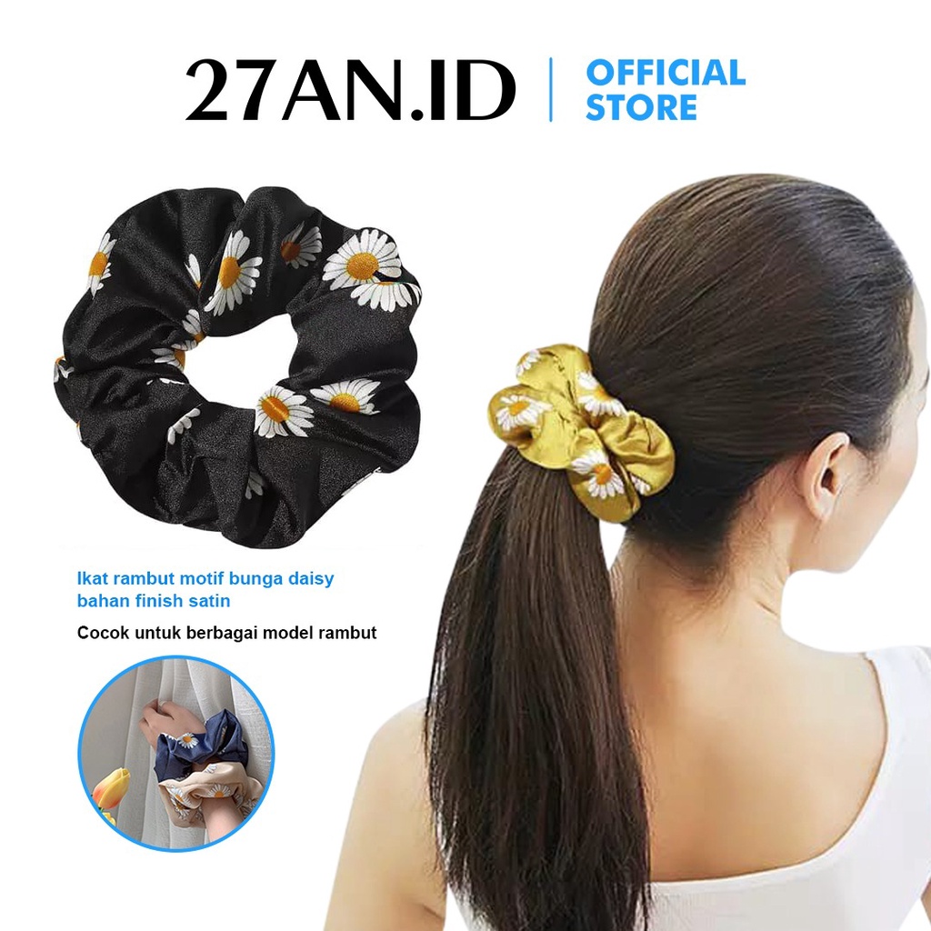 Jual (27AN.ID) COD Ikat Rambut H165 Korea Fashion Motif Scrunchie Satin ...
