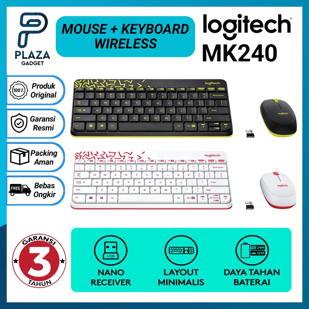 Jual Logitech Wireless Mouse Keyboard MK240 Paket Combo / MK 240 nano ...