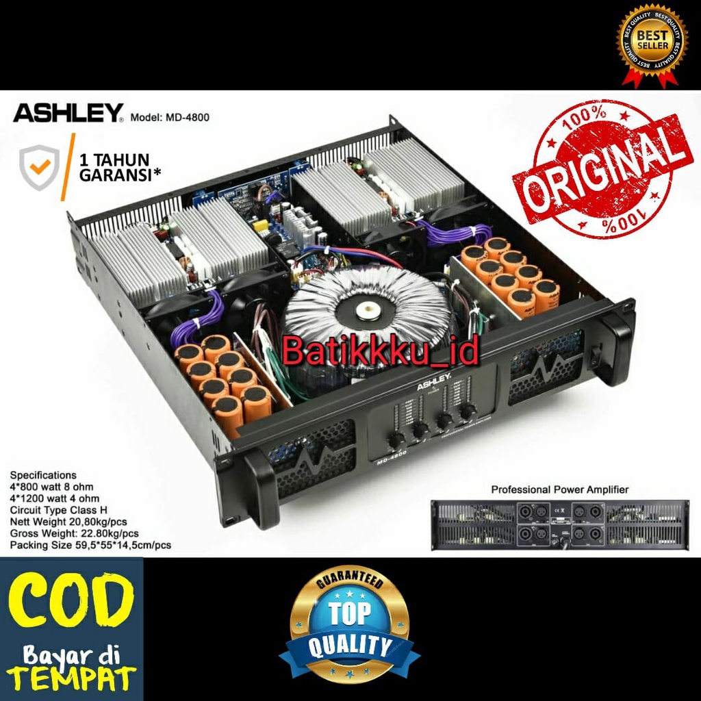 Jual POWER ASHLEY MD 4800 MD4800 ORIGINAL 1200 WATT 4CH CLASS H AMPLIFIER LAPANGAN | Shopee ...