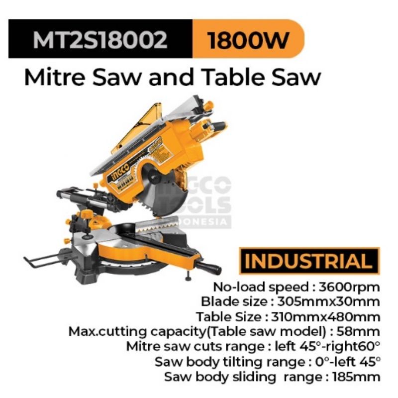 Jual Sliding Combination Mitre Table Saw 12 Inch INGCO MT2S18002 ...