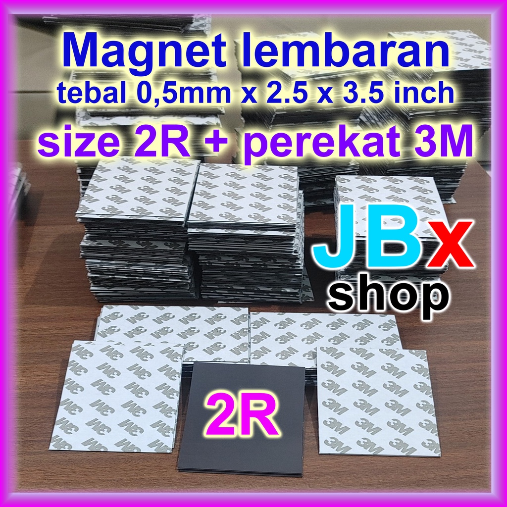 Jual Magnet lembaran ukuran 2R + double tape 3M (1pack isi 10pcs) tebal 0.5mm x 2.5in x 3.5in ...
