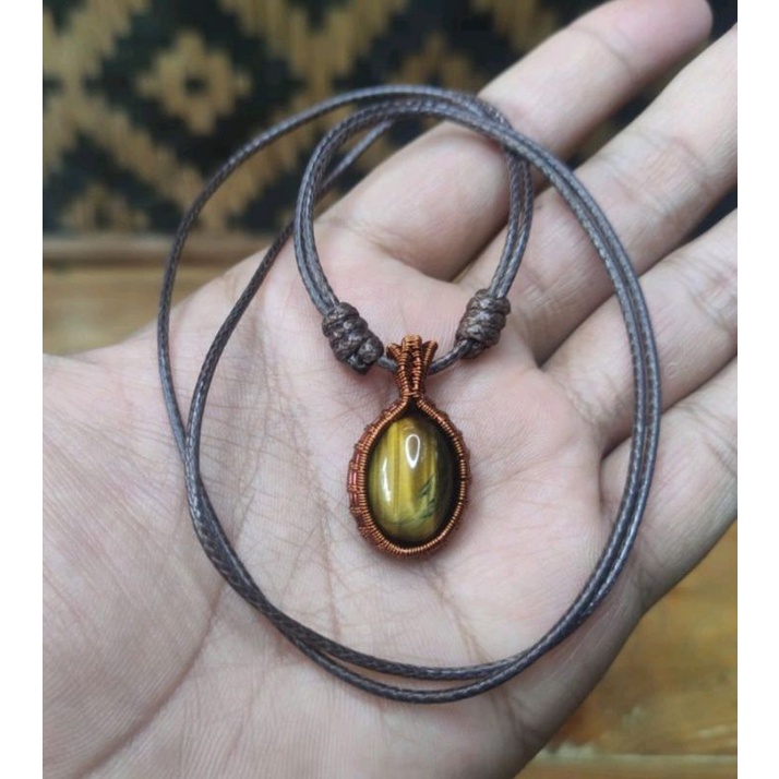 Jual Kalung etnik liontin batu akik tiger eye / macan lodaya (N ...