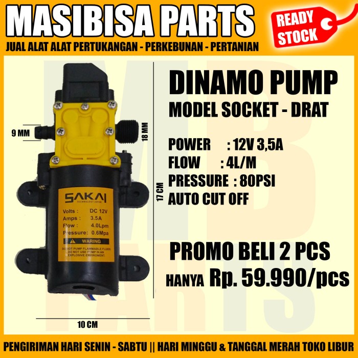 Jual POMPA AIR DC 12V / DINAMO PUMP SPRAYER / CUCI MOTOR / AC SOKET ...