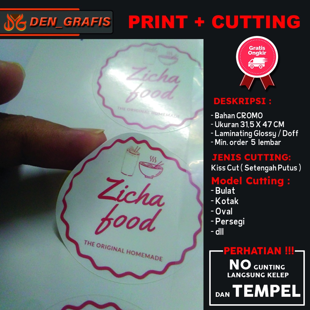 Jual Cetak Stiker Murah Sticker Cromo /Sticker Label A3 + Cutting ...