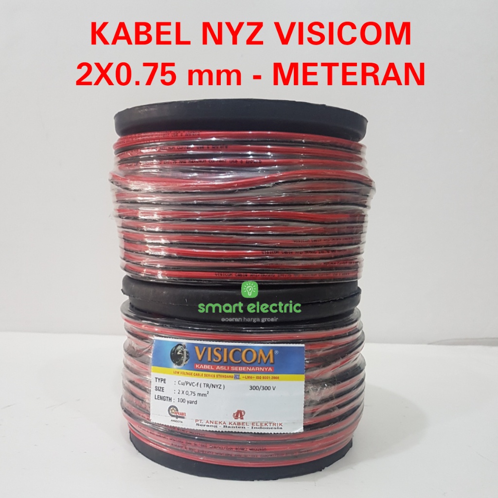 Jual Kabel Listrik NYZ Visicom 2x0.75 mm Merah Hitam Meteran SNI ...