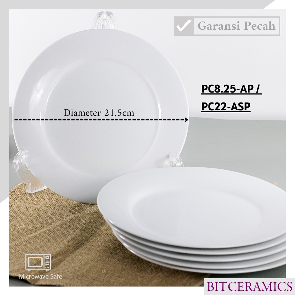 Jual Piring Kue Kerami 21.5CM (1PCS) Putih Polos By Indo Keramik ...