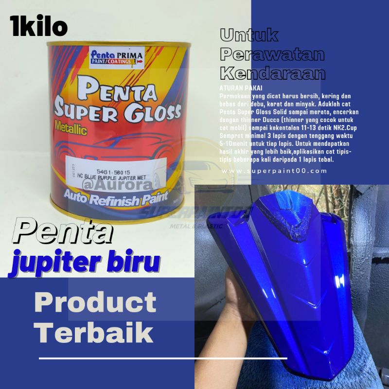 Jual Cat Biru Yamaha Metalik 1Kg Penta Super Gloss Blue Purple Jupiter ...