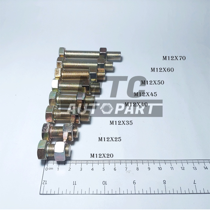 Jual Mur Baut Hexagon Besi kuning M12 Bolt Nut Baud Kunci 17 Per 1 Pcs ...