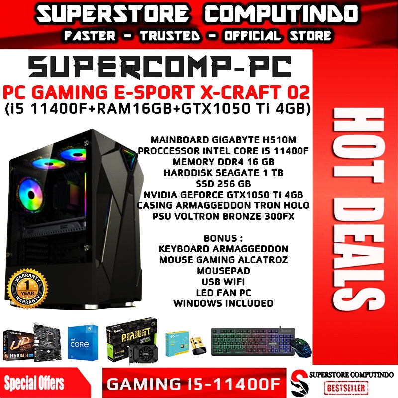 Jual PC Rakitan Gaming E-Sport Core i5 Gen 11 -RAM 16GB - X-CRAFT 02 Series | Shopee Indonesia