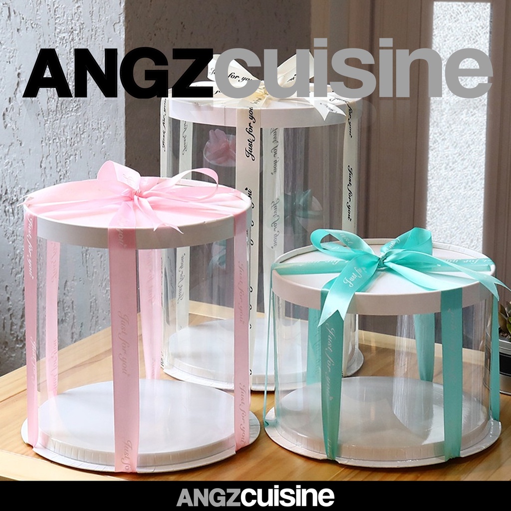 Jual Wadah Kotak Kue hantaran Nikah Transparent Cake Box Round ...