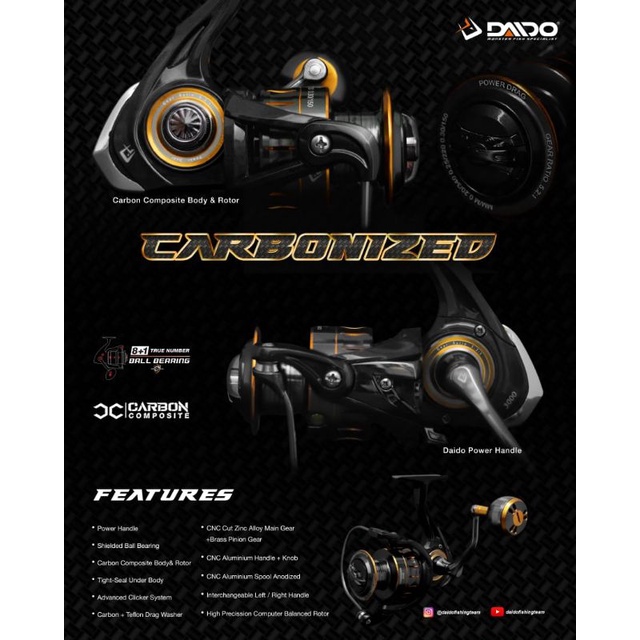 Jual Reel Daido Carbonized 1000, 2000, 3000 & 4000 (Saltwater + Carbon ...