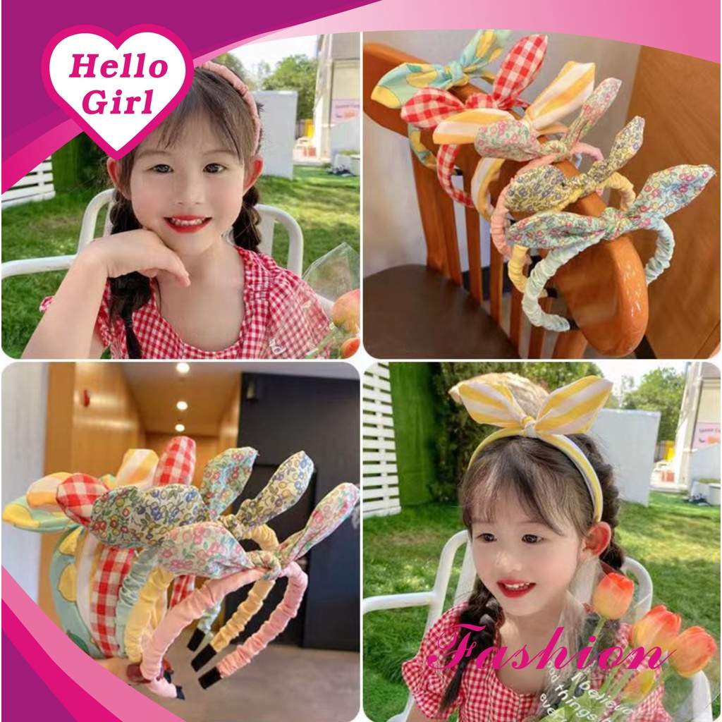 Jual (Hello Girl)B86 Bando Anak Bando Kain Motif Pita Kupu Import ...