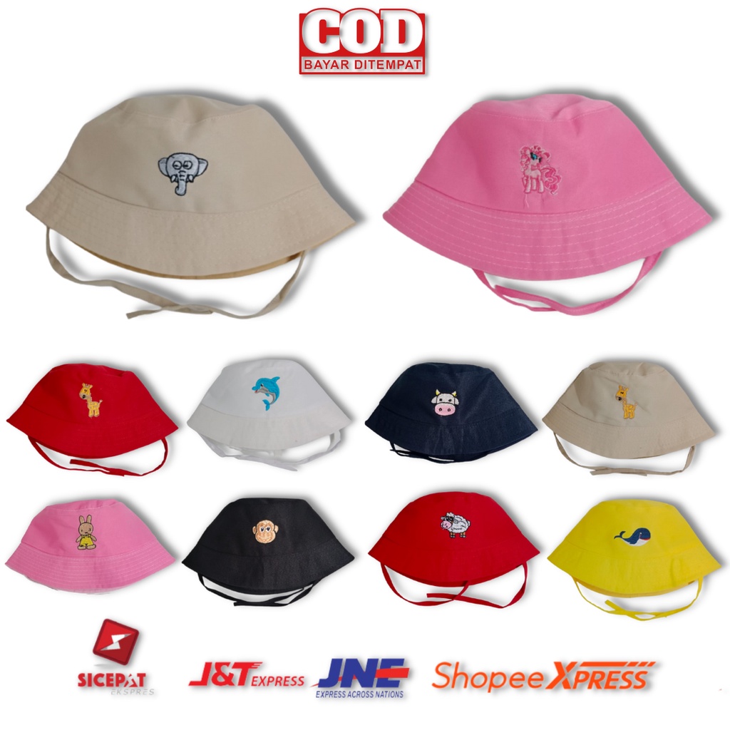 Jual TERMURAH TOPI BUCKET TALI ANAK LUCU BORDIR KARAKTER HEWAN UMUR 2 ...