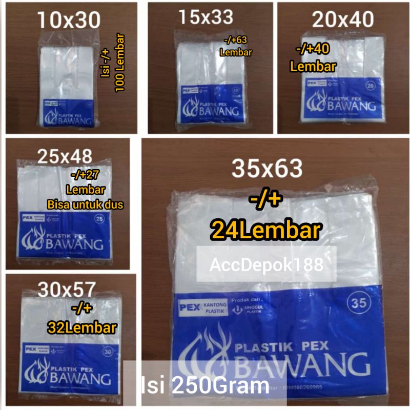 Jual KANTONG PLASTIK PEX MEREK BAWANG UK 15 20 25 / KANTONG DUS 18X18 ...