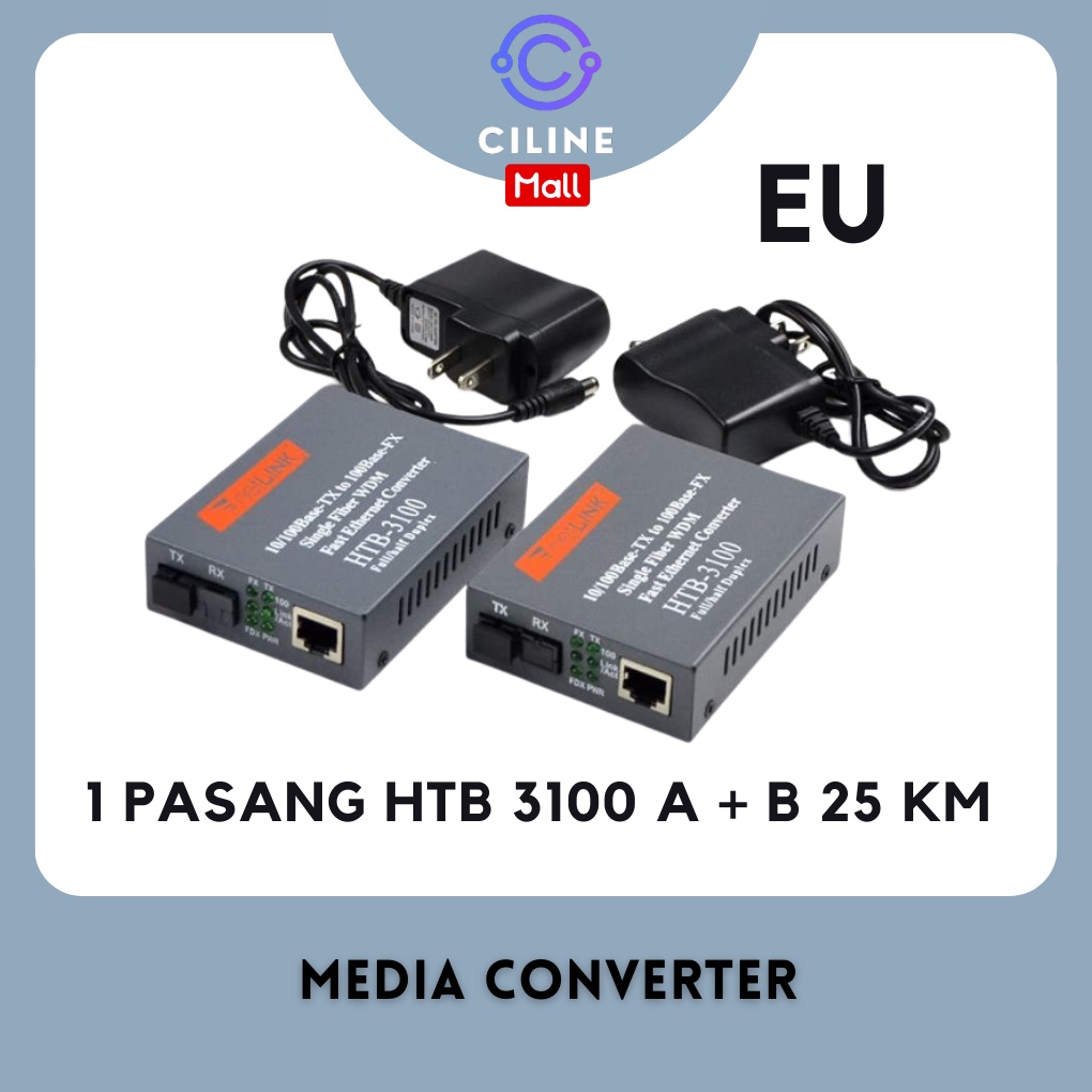 Jual NETLINK HTB 3100 Fiber Optical Media Converter RJ45 20KM 10/100M ...