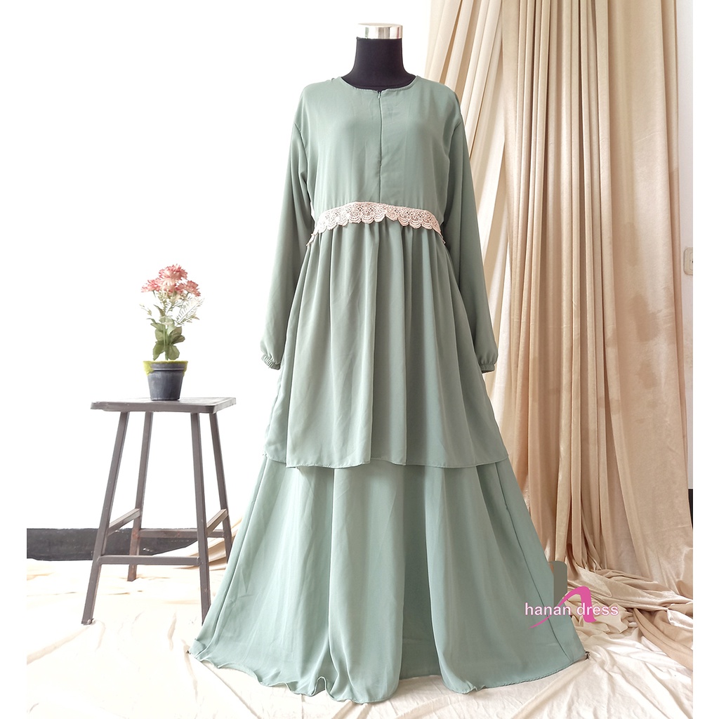 Jual Gamis ceruti babydoll renda, gamis malaysia, gamis 2 layer ...