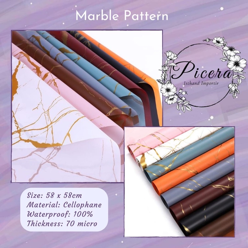 Jual BEST QUALITY GRADE A Flower Wrapping Paper Color Marble Gold ...