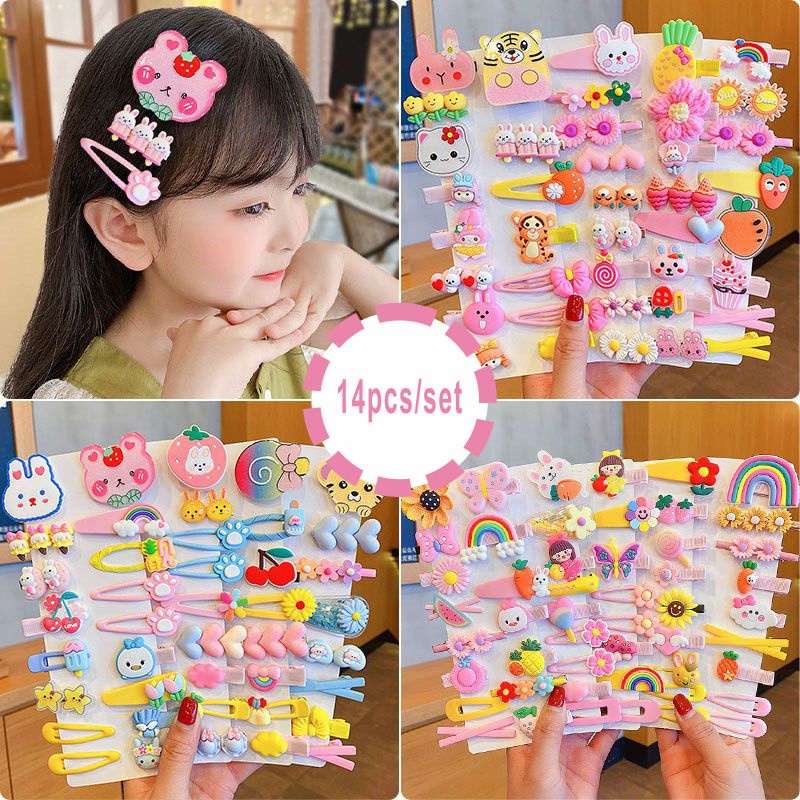 Jual [PRINCESS KESLI] 1 Set 14 Pcs Jepit Rambut Pola Kartun Lucu ...