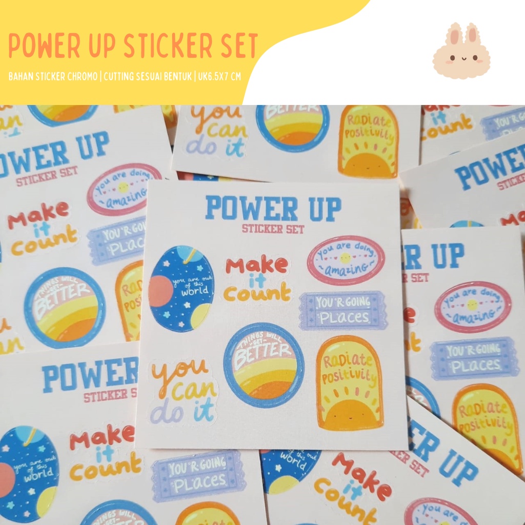 Jual power up positive word sticker series untuk journaling scrapbook ...