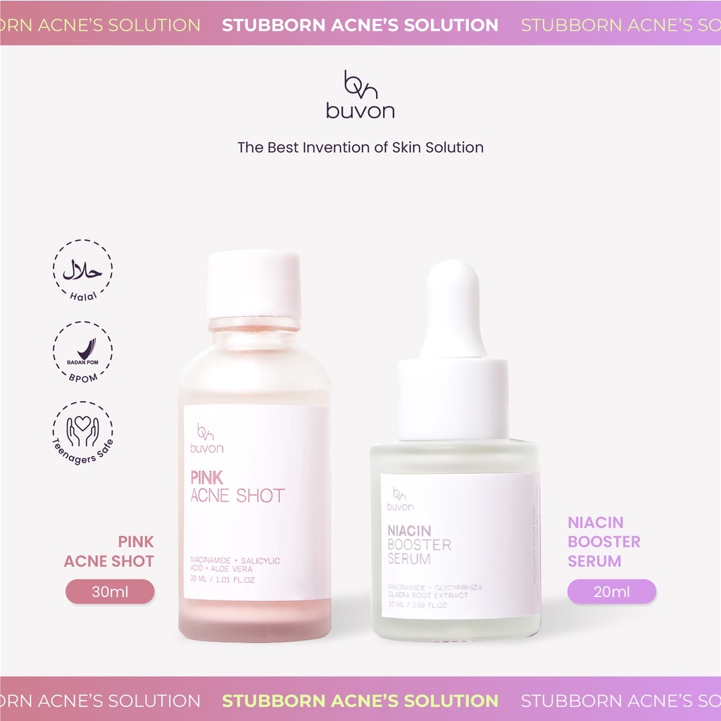 Jual Buvon Stubborn Acne Solution (Pink Acne Shot + Niacin Booster ...