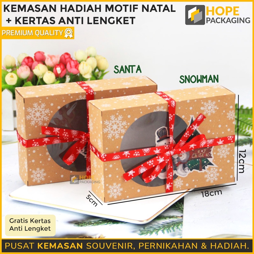 Jual Kotak Kraft Paper Box Natal + Kertas Anti Lengket / Kotak Kue ...