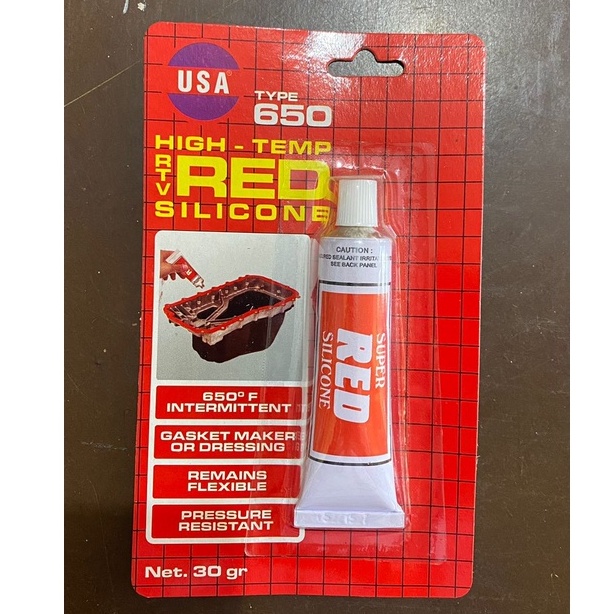 Jual Lem high temp Red Silicone USA 650 30gr sealant paking gasket merah | Shopee Indonesia