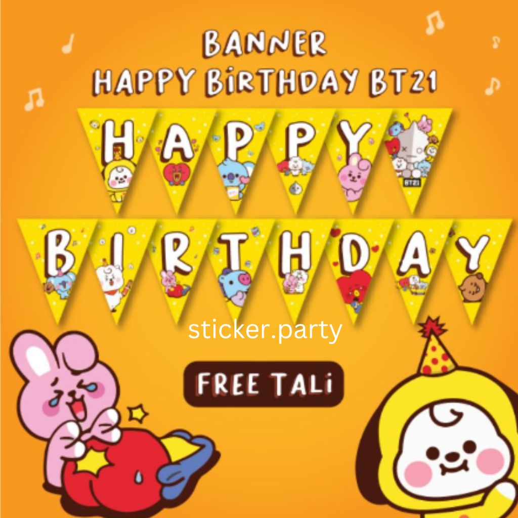 Jual BANNER HAPPY BIRTHDAY BT21 BTS DEKORASI ULTAH TOPPER CAKE CHIMMY ...