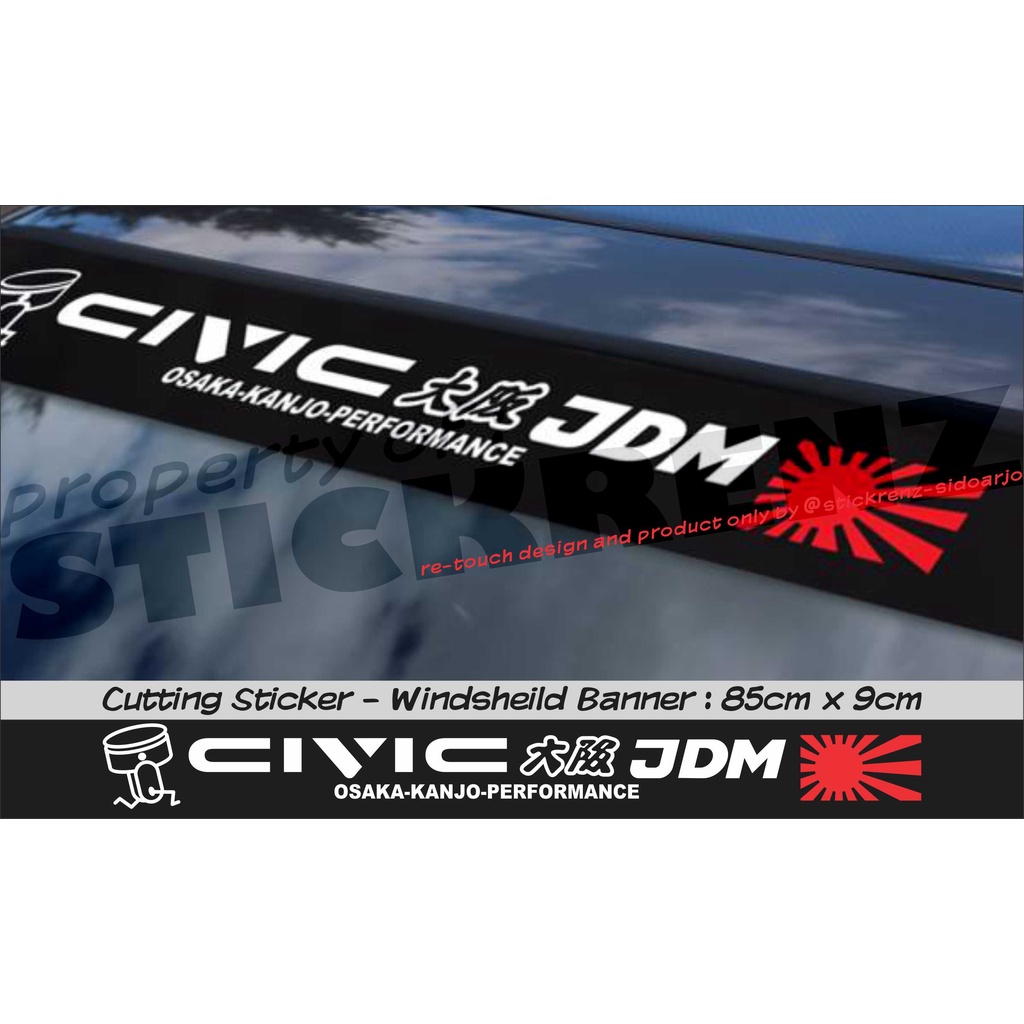 Jual Cutting Sticker Windsheild Banner Stiker Kaca Mobil JDM Civic ...