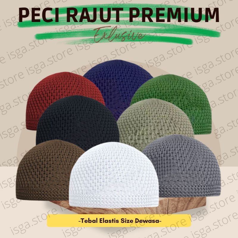 Jual Peci Rajut Dewasa / Peci Haji / Peci Rajut Putih / Kopiah Rajut / Peci Rajut Polos Tebal ...