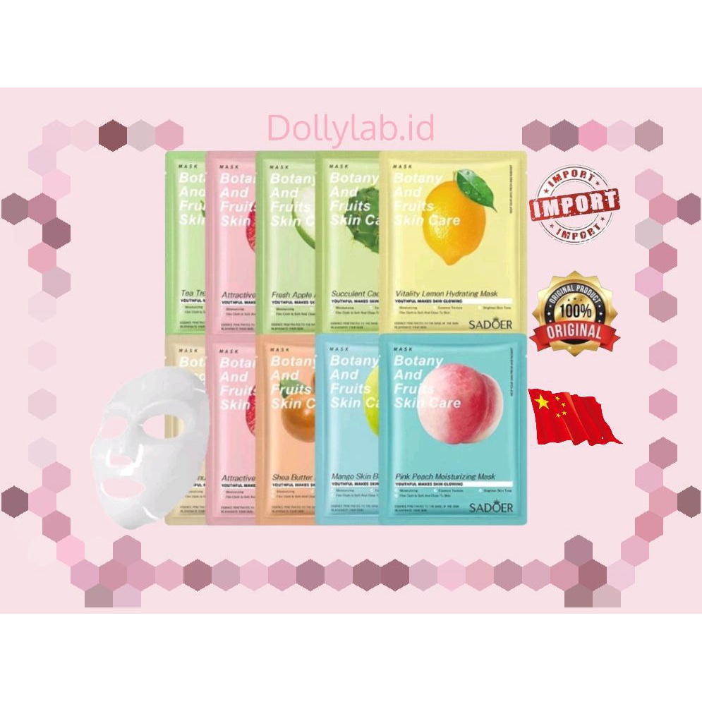 Jual SADOER NEW Botany Fruits Facial Sheet Masker Wajah Natural Plant ...