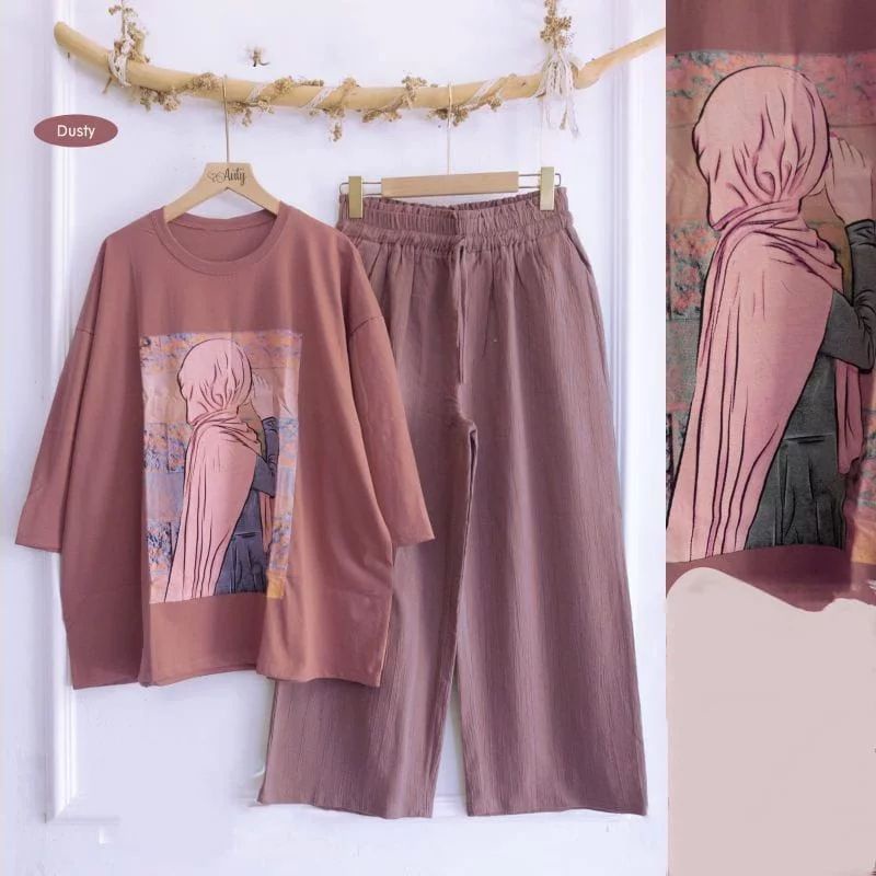 Jual Belle Set / Setelan Sablon Terlaris 2022 Atasan Combed Dan Bawahan Crinkle Airflow ...