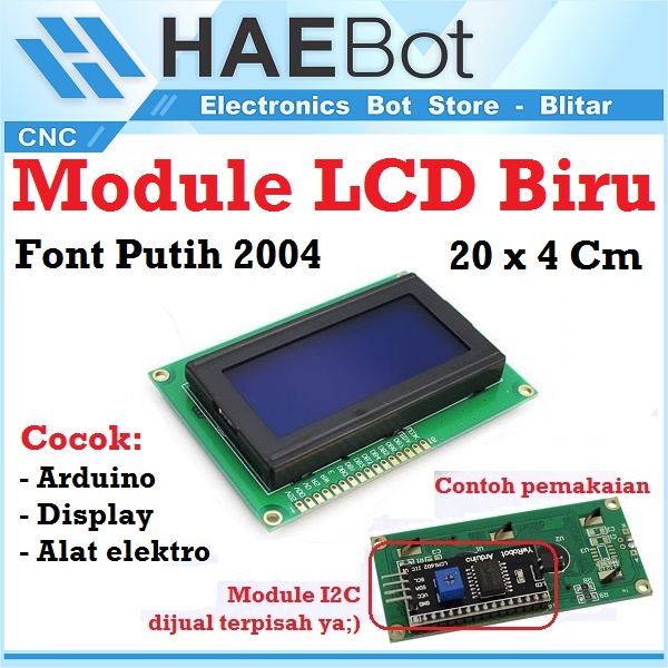 Jual [HAEBOT] Modul Module LCD 20x4 2004 Background Warna Biru Blue ...