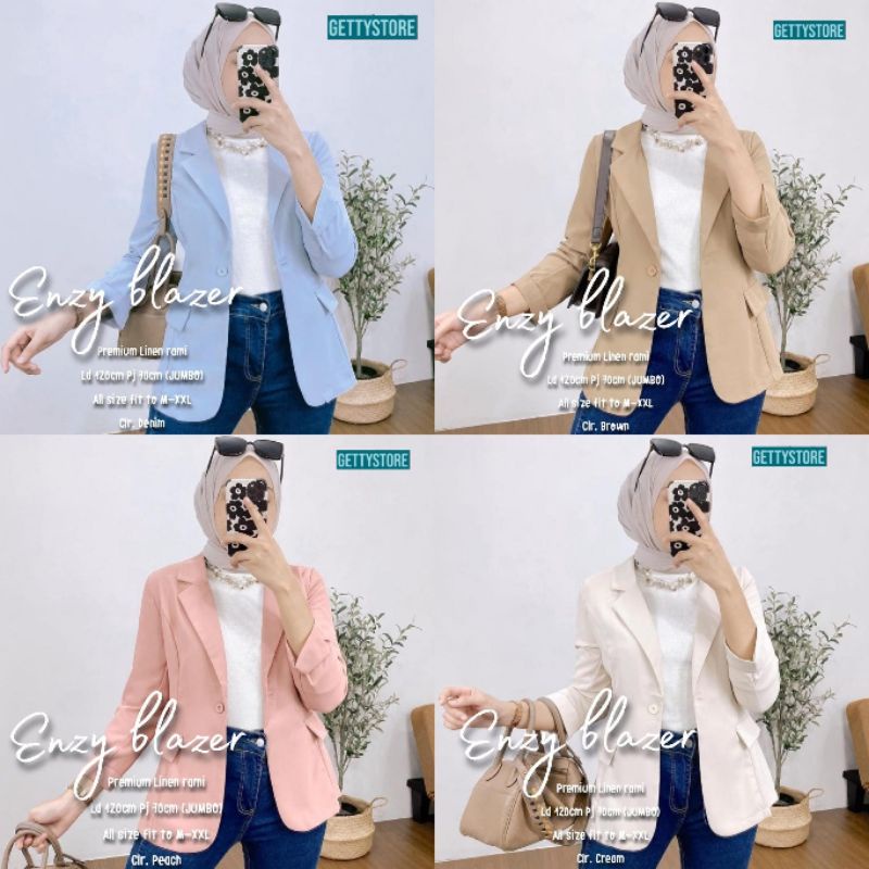 Jual ENZY Blazer Outer Linen Premium LD 120 Jumbo XXL | Shopee Indonesia
